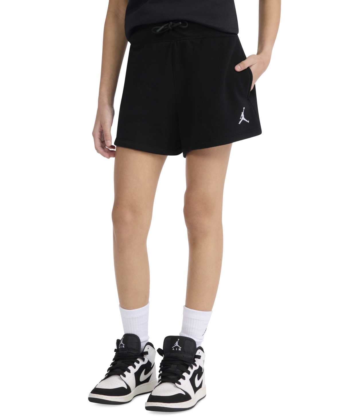 Click here for Jordan Girls 4-16 Brooklyn Fleece Shorts - Black prices