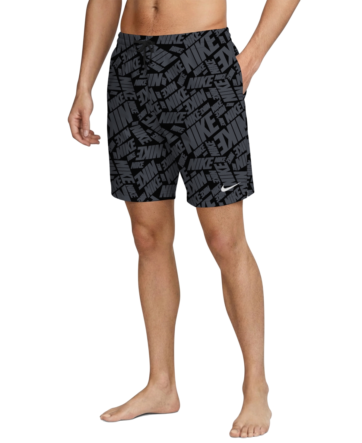 Click here for Nike Mens 7 Breaker Logo Volley Swim Shorts - Blac... prices