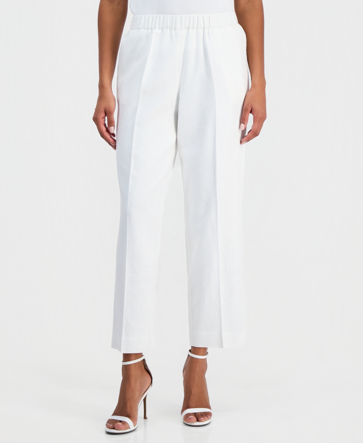 Click here for Anne Klein Womens Linen-Blend Pull-On Wide-Leg Ank... prices