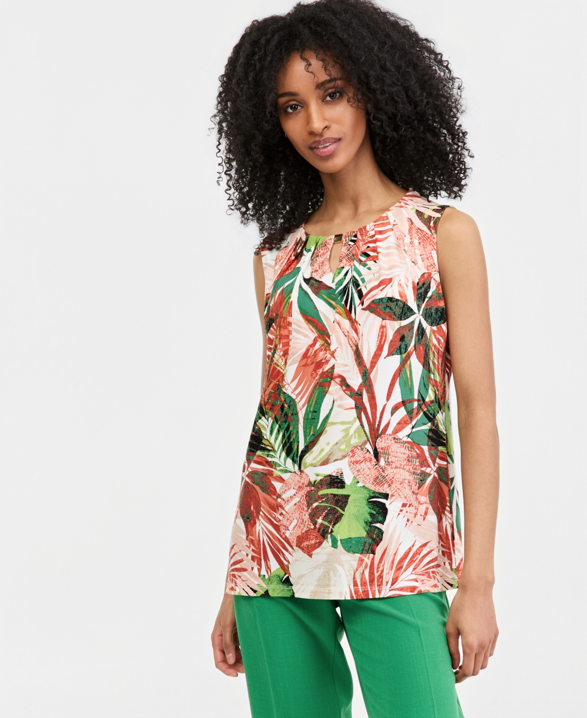 Click here for Kasper Womens Pleated Keyhole Top - Vanilla Ice Mu... prices