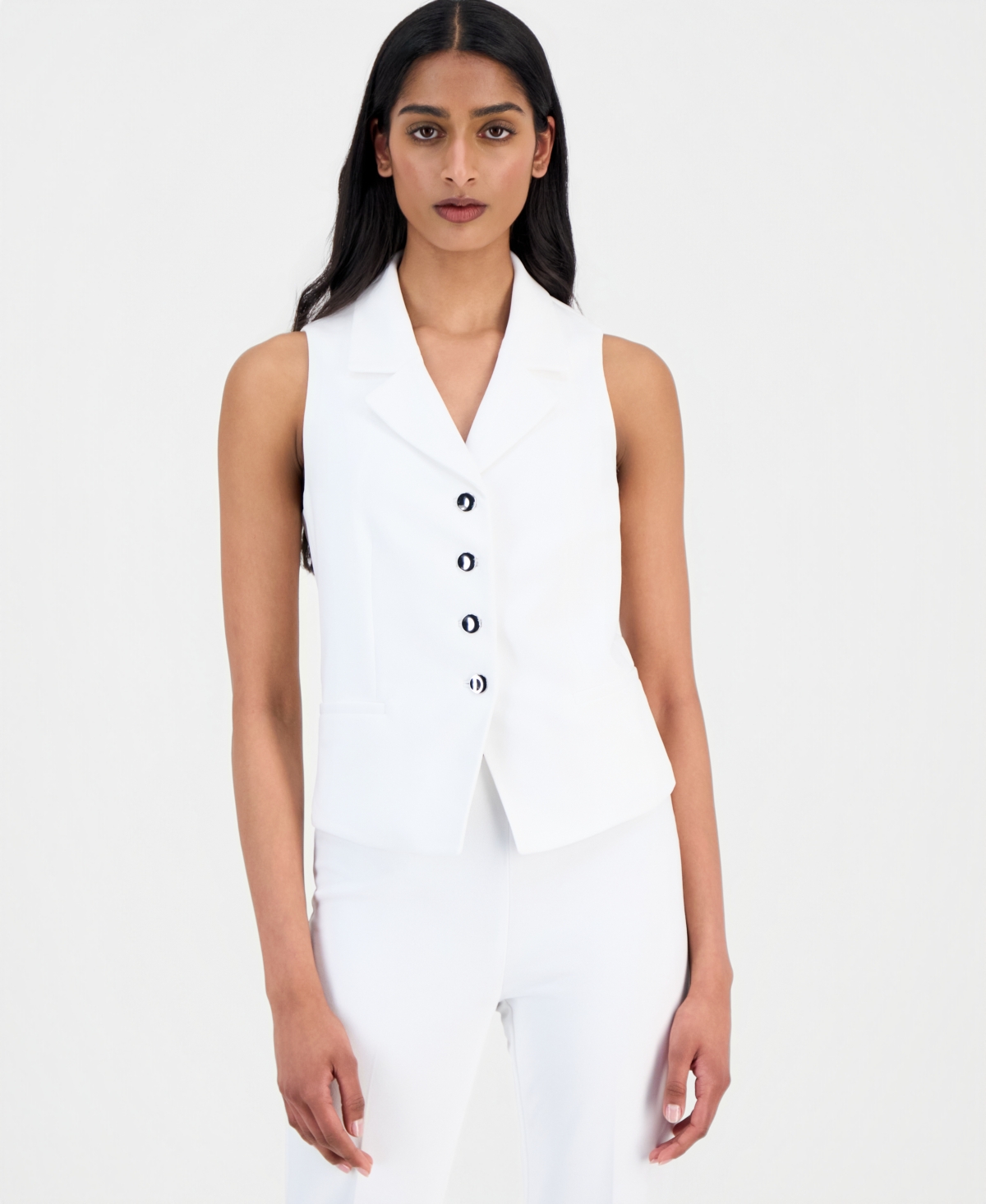 Click here for Anne Klein Womens Four-Button Notch-Lapel Vest - C... prices