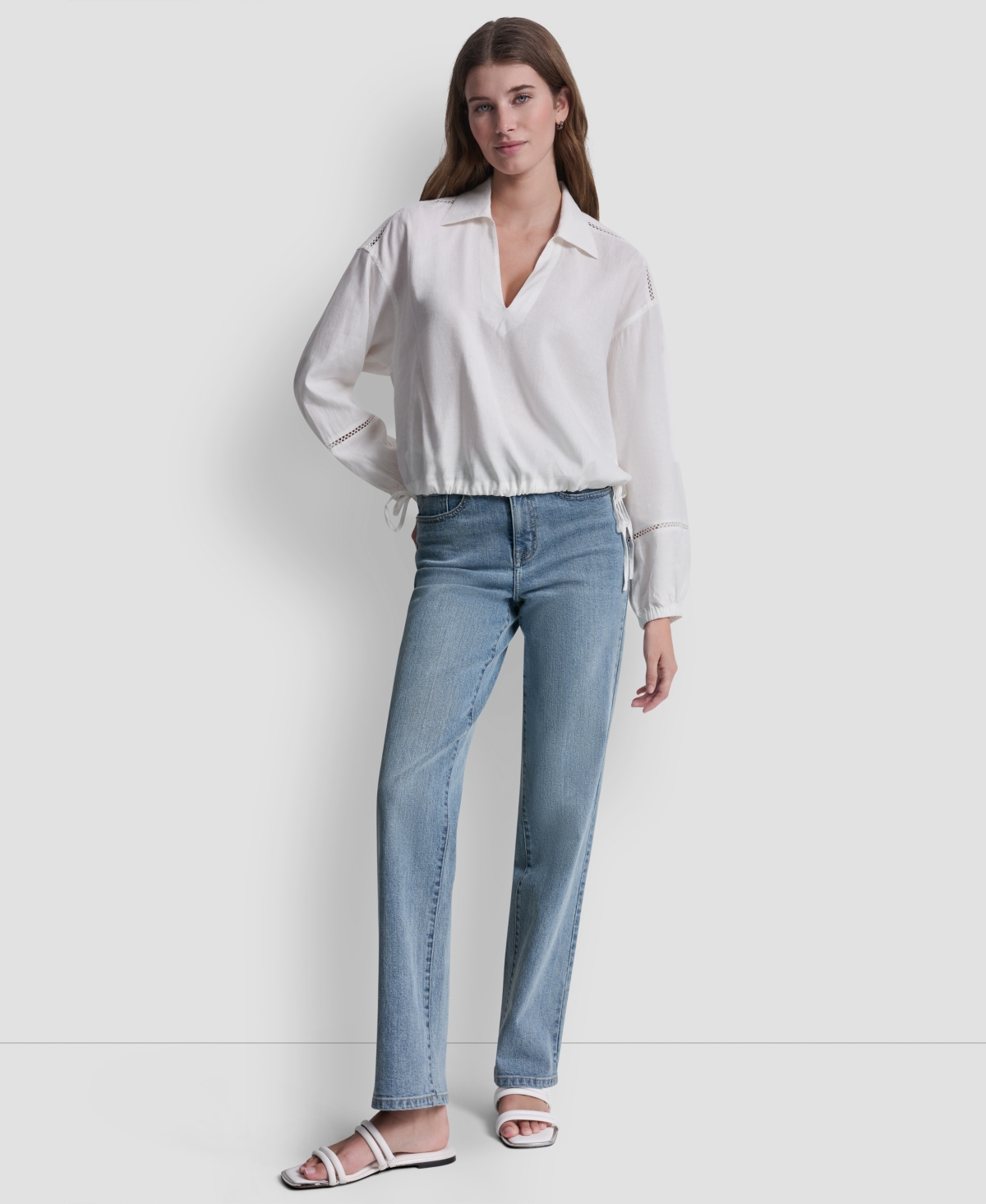 Click here for Dkny Jeans Womens Cropped Long-Sleeve V-Neck Shirt... prices