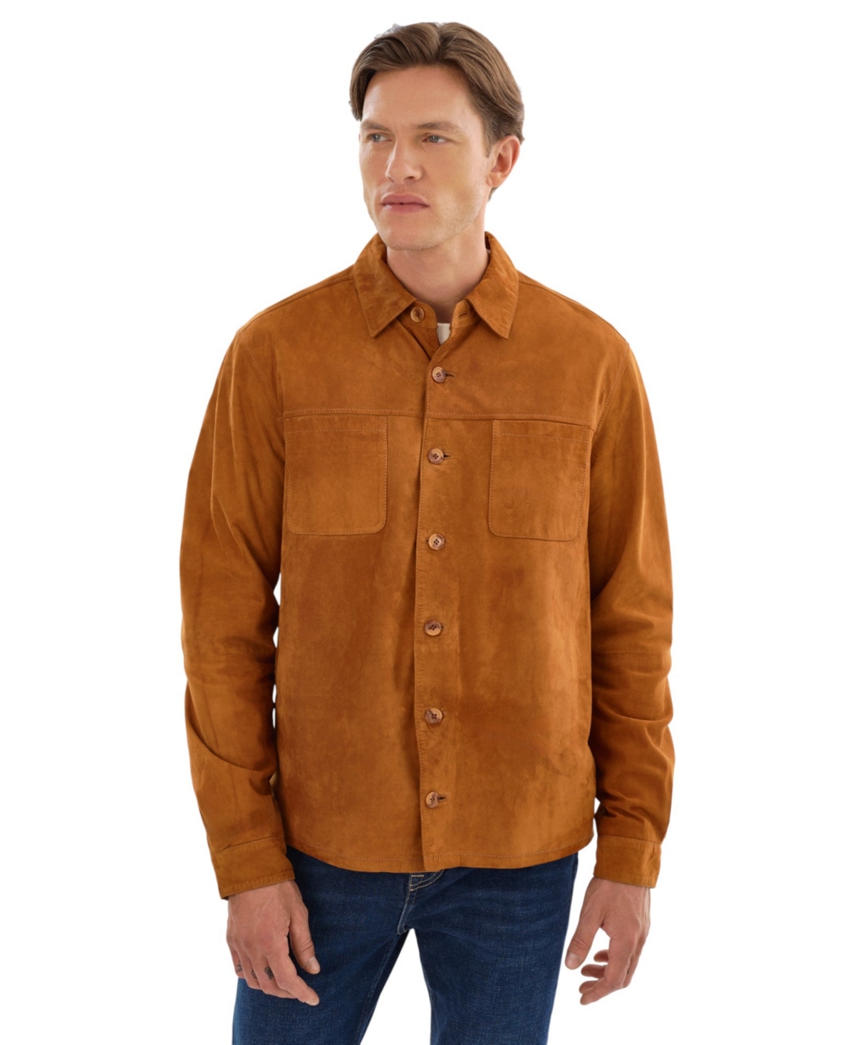 Click here for Regency Leathers Mens Brock Suede Shirt - Bright c... prices