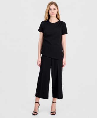 Click here for Anne Klein Womens Draped Front Short Sleeve Top Cr... prices