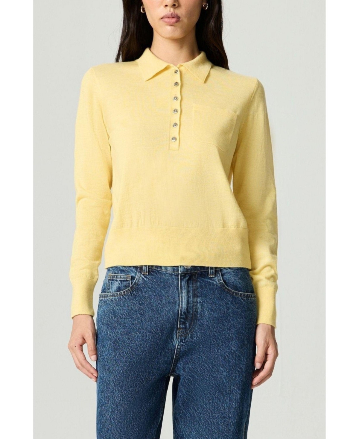 Click here for Nocturne Womens Relaxed Polo Knit Sweater - Yellow prices