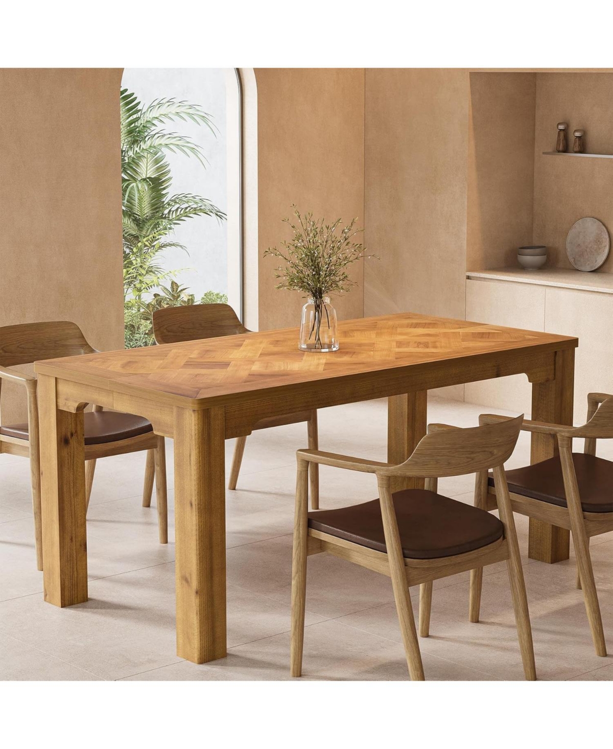 Click here for Tribesigns 63-Inch Solid Wood Dining Table for 6... prices