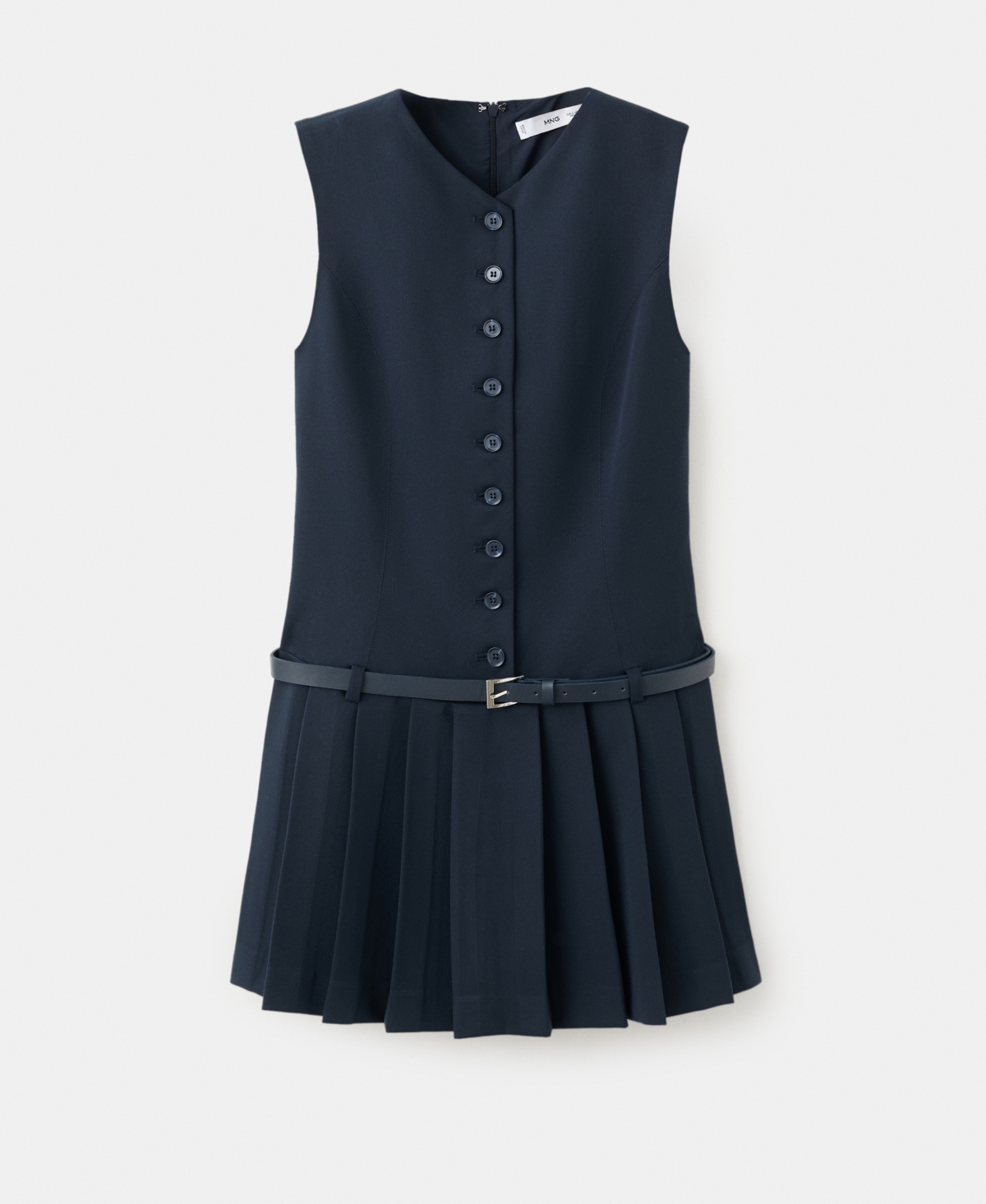 Click here for Mango Womens Belt Pleated Dress - Navy prices