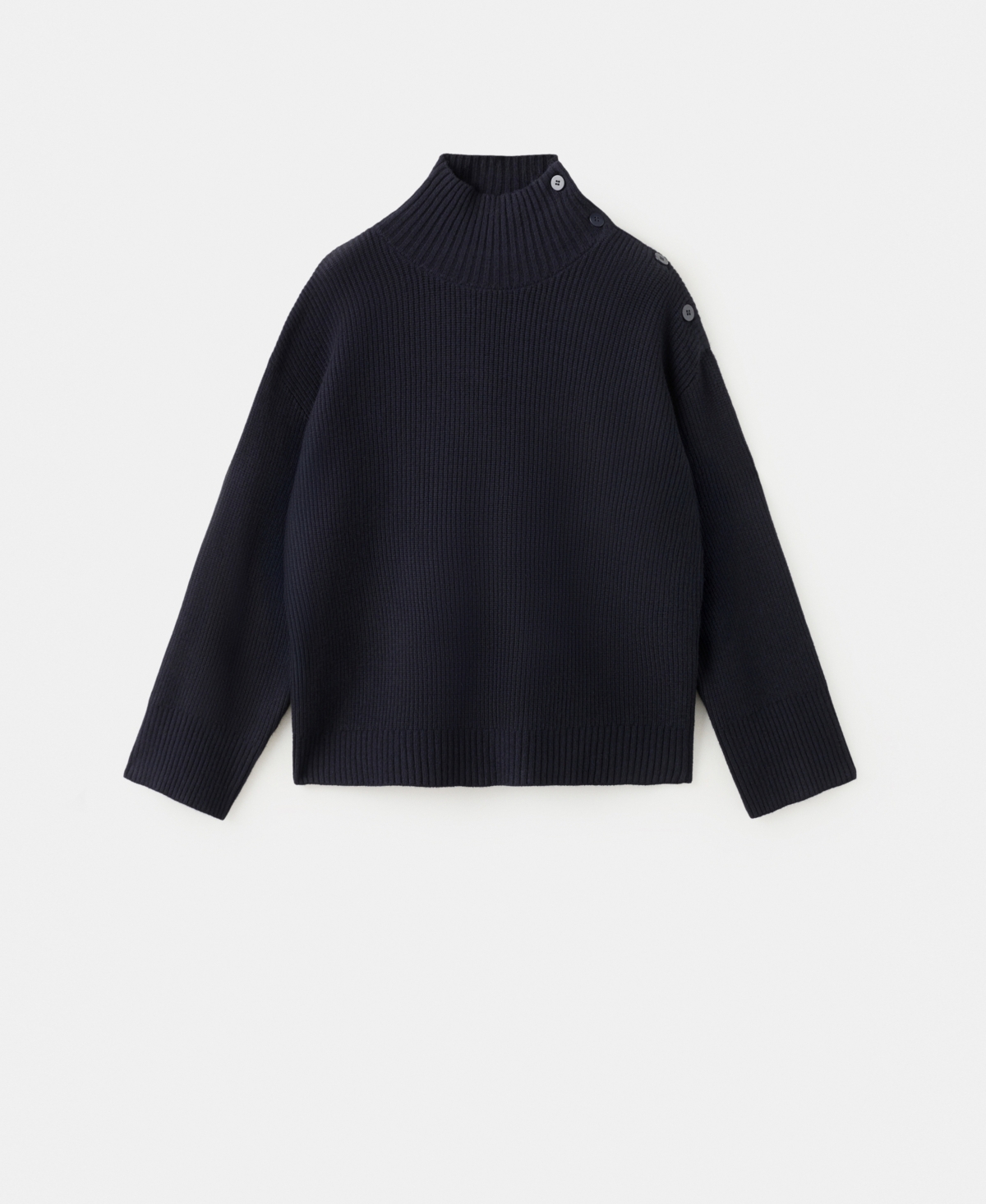 Click here for Mango Womens Buttons Perkins-Neck Sweater - Dark N... prices