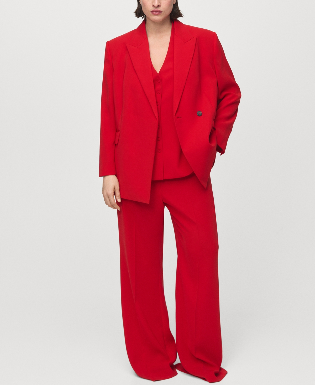 Click here for Mango Womens High-Waist Suits Pants - Red prices