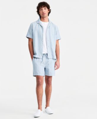 Click here for Sun Stone Mens Aqua Geo Camp Shirt Short Sleeve T... prices