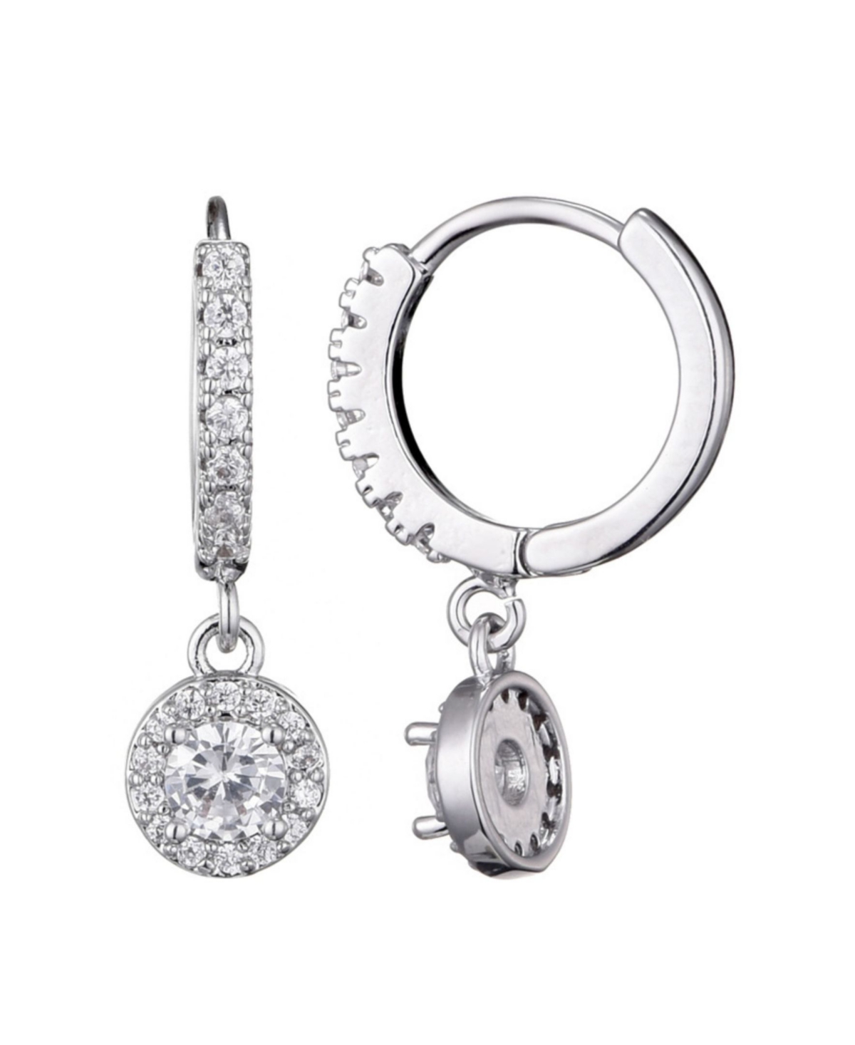 Click here for Adornia Silver Cz Halo Drop Huggie Hoop Earrings -... prices