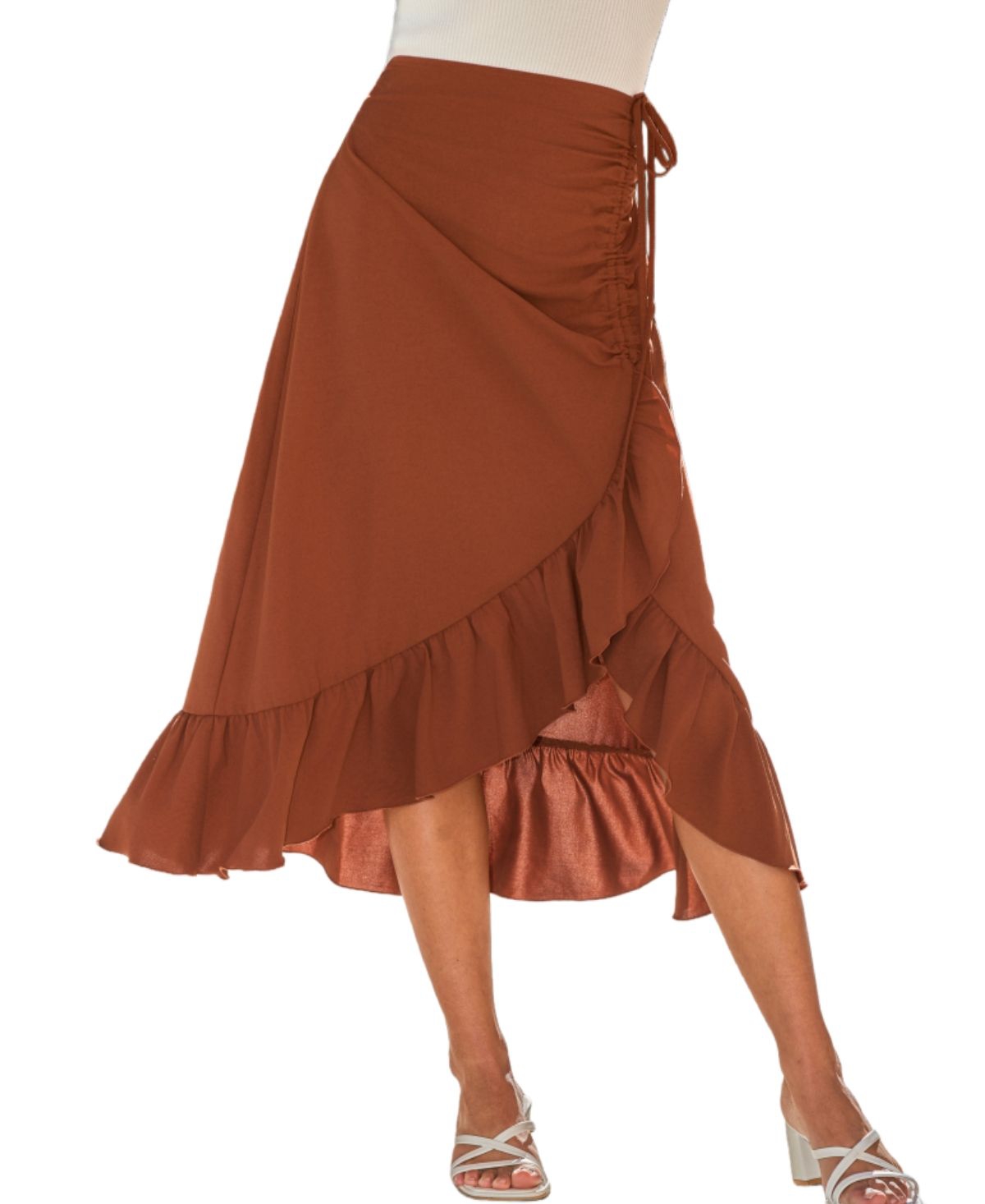 Click here for Cupshe Womens Ruffled Tie-Detail Midi Skirt - Brow... prices