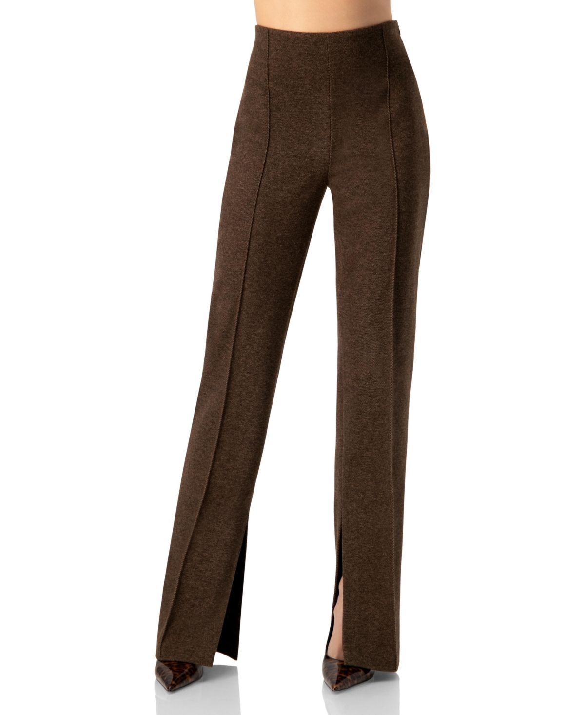 Click here for Ivonne Womens Straight-Leg Trousers with Side Slit... prices