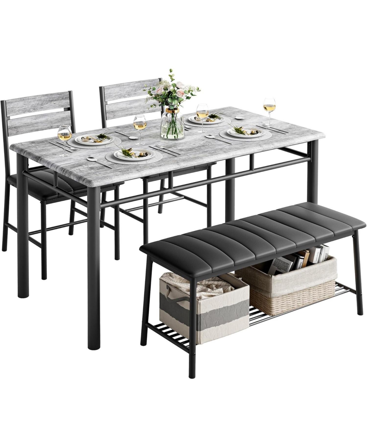 Click here for Ironck 43.3 W Dining Table Set for 4 with Upholste... prices