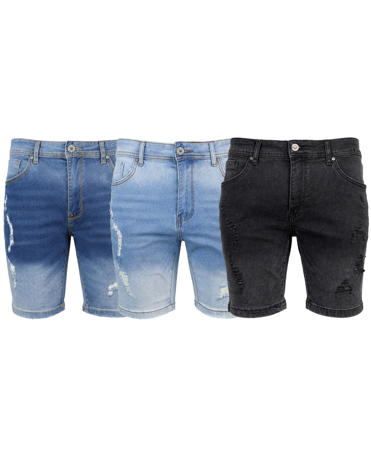 Click here for Blu Rock Mens Slim-Fit Jean Shorts  3-Pack - Black... prices