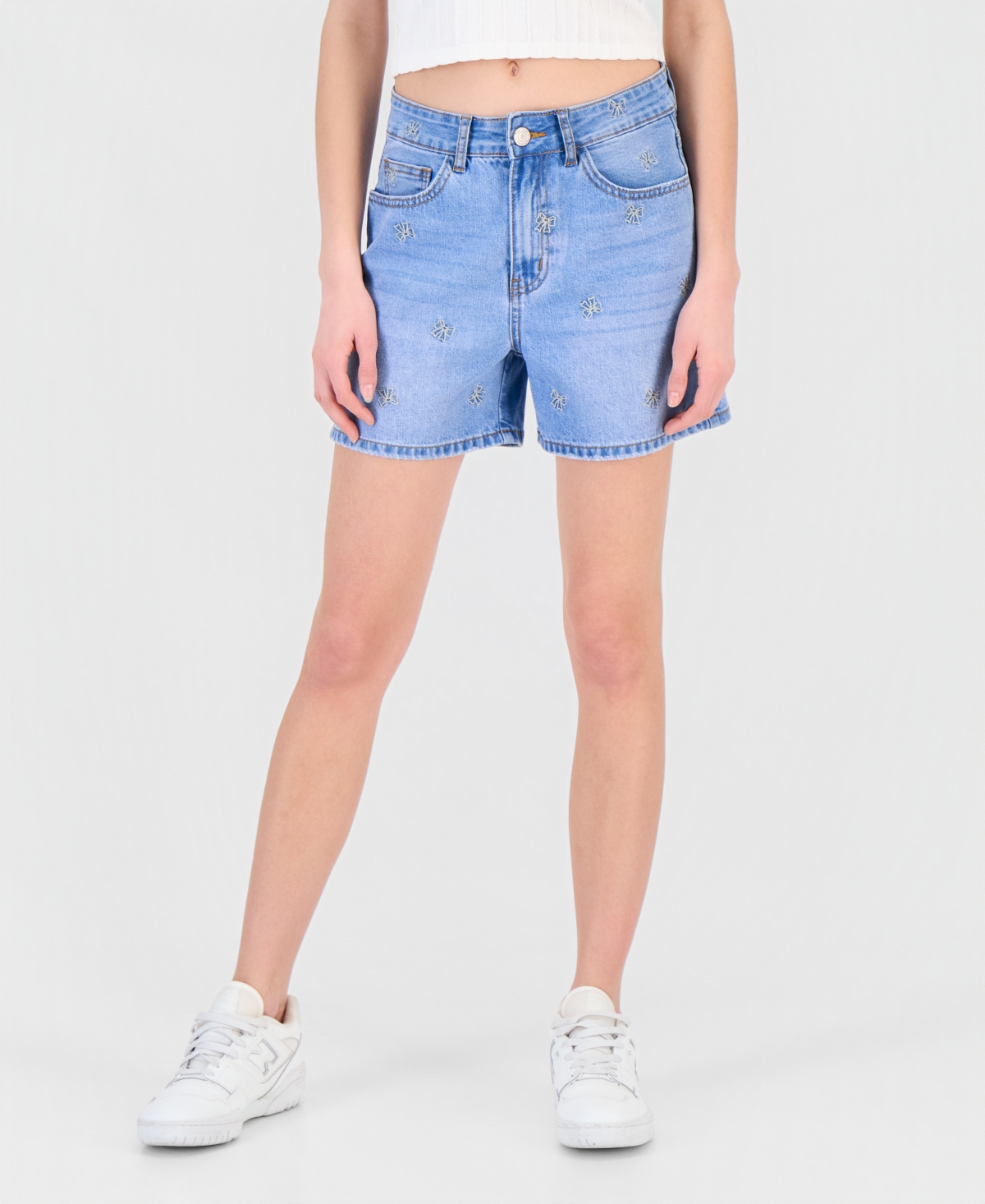 Click here for Angel Jeans Juniors Embroidered Bows Denim Shorts... prices