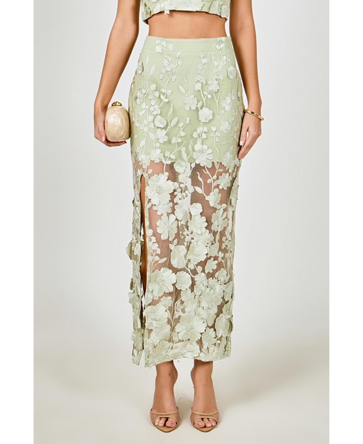 Click here for endless rose Womens Floral Embroidered Midi Skirt... prices