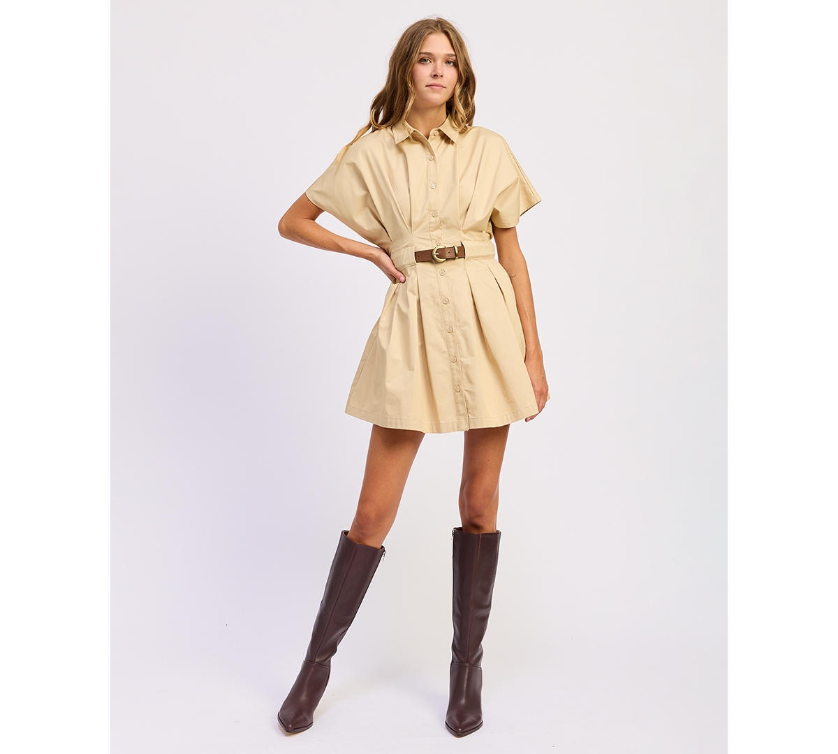 Click here for En Saison Womens Cecilia Collared Mini Shirt Dress... prices