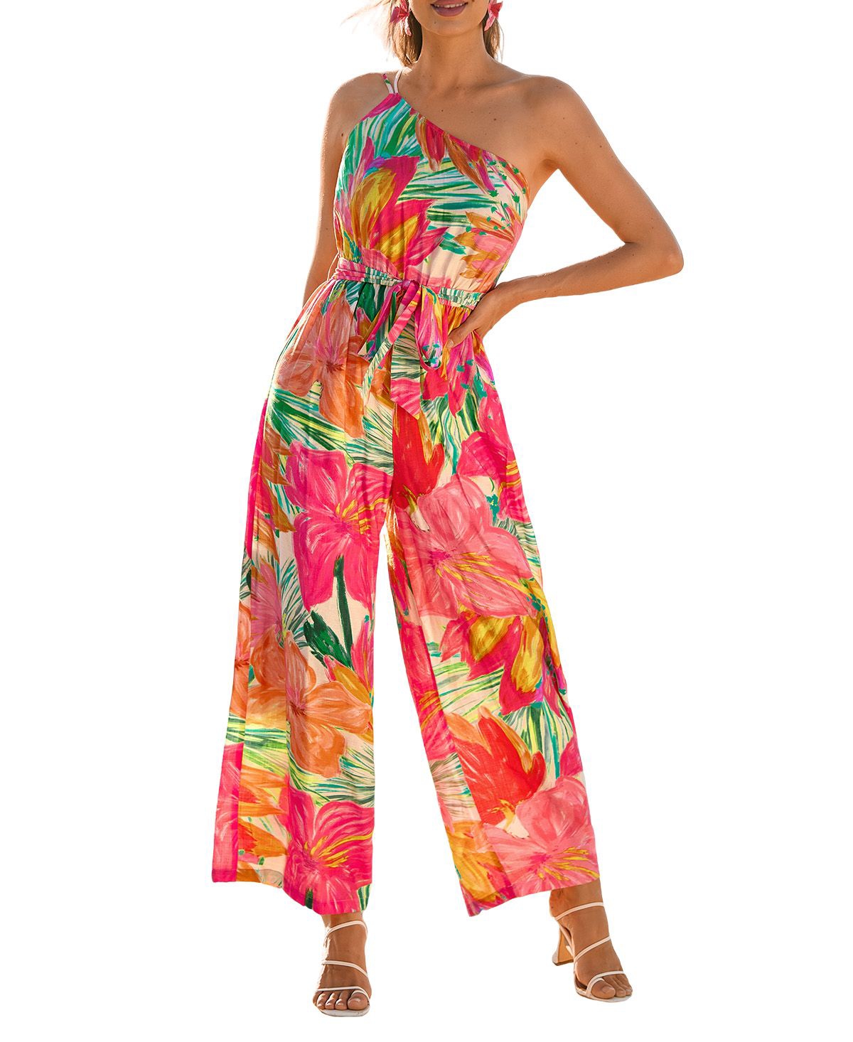 Click here for Cupshe Womens Vines Tropical Jumpsuit - Brown prices