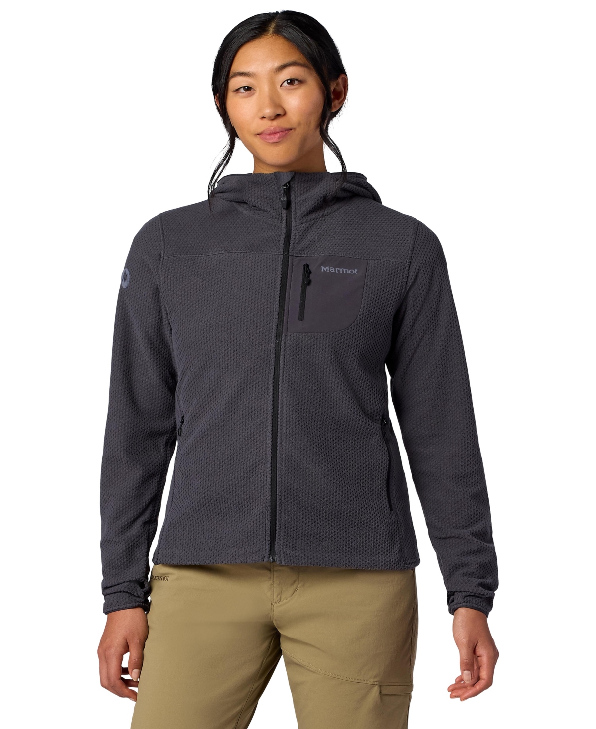 Click here for Marmot Womens AirFleece Grooved Hoodie - Blackened prices
