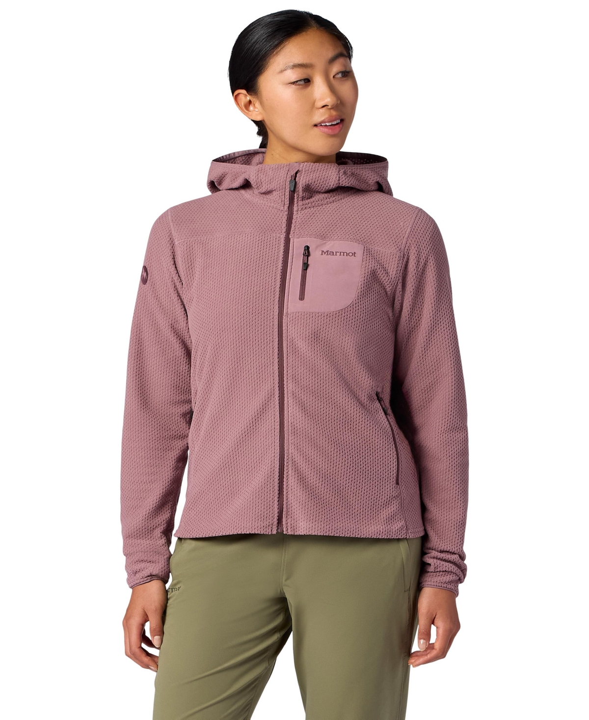 Click here for Marmot Womens AirFleece Grooved Hoodie - Light Mau... prices