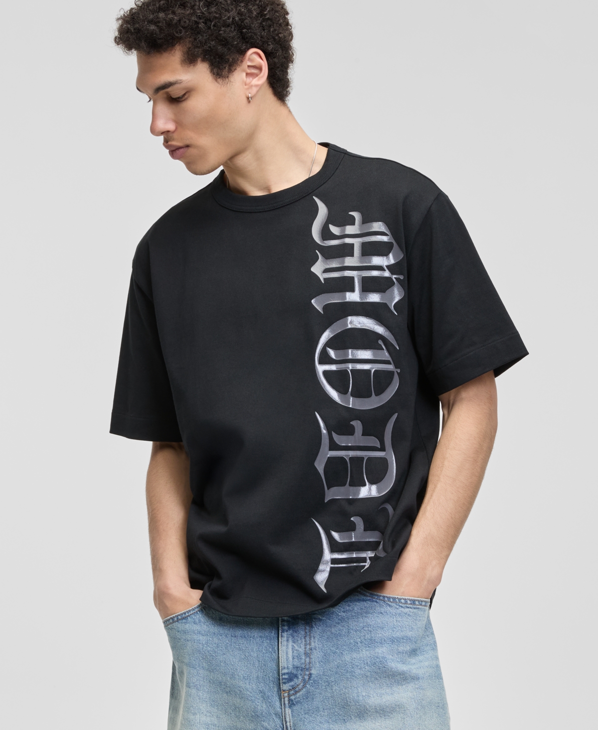 Click here for Mode of One Mens Cotton Metallic-Graphic Relaxed T... prices