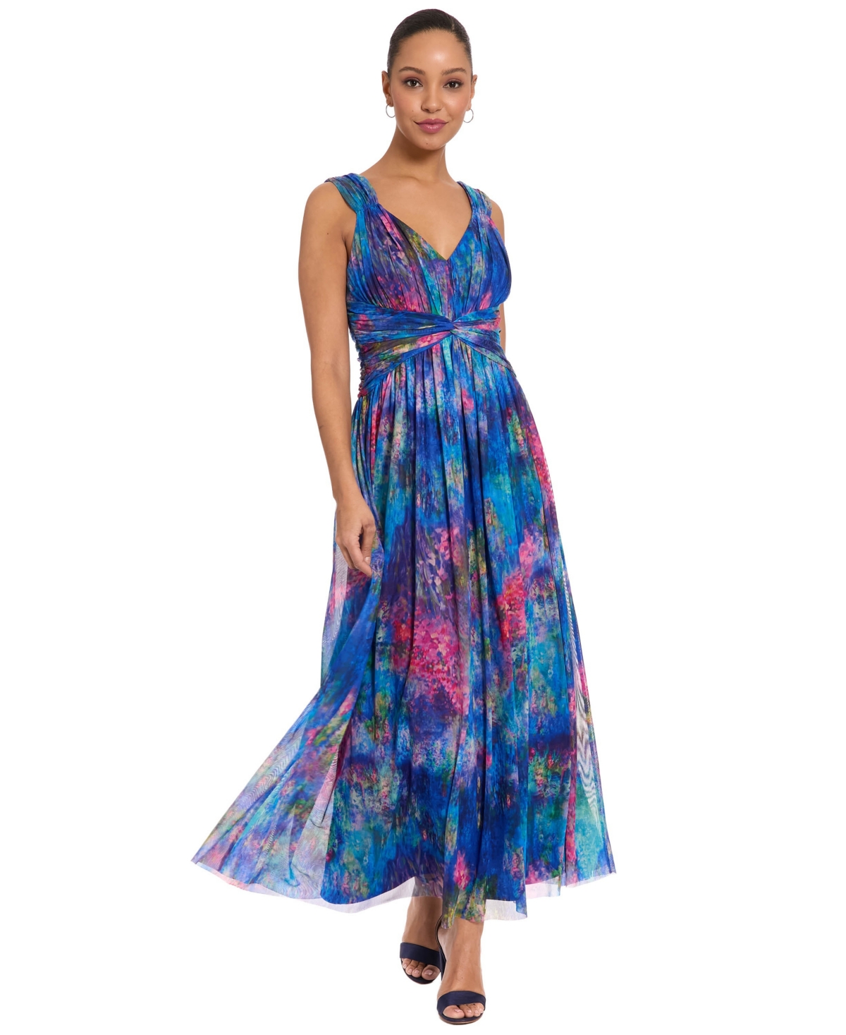 Click here for London Times Womens Twist Front V-Neck Maxi Dress... prices