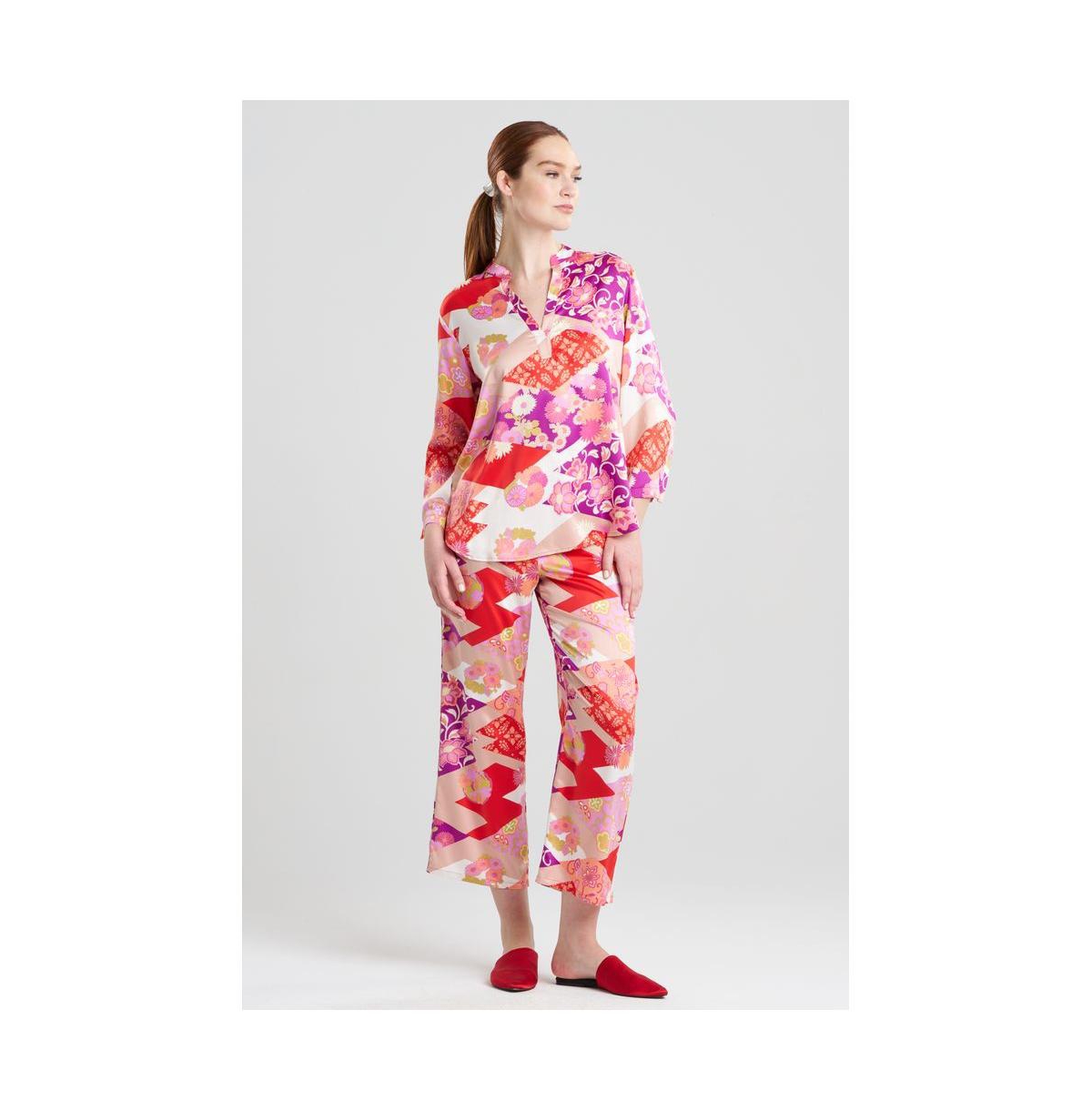 Click here for Natori Womens Deco - Satin Long Sleeve Pj - Orange prices