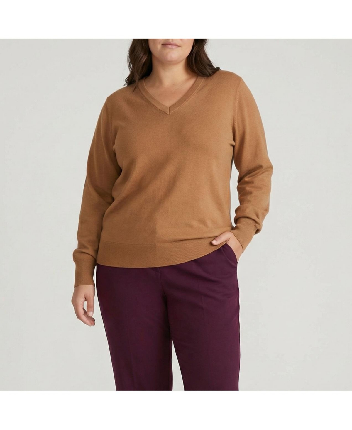 Click here for Universal Standard Plus Size Savvy Fine Knit V Swe... prices