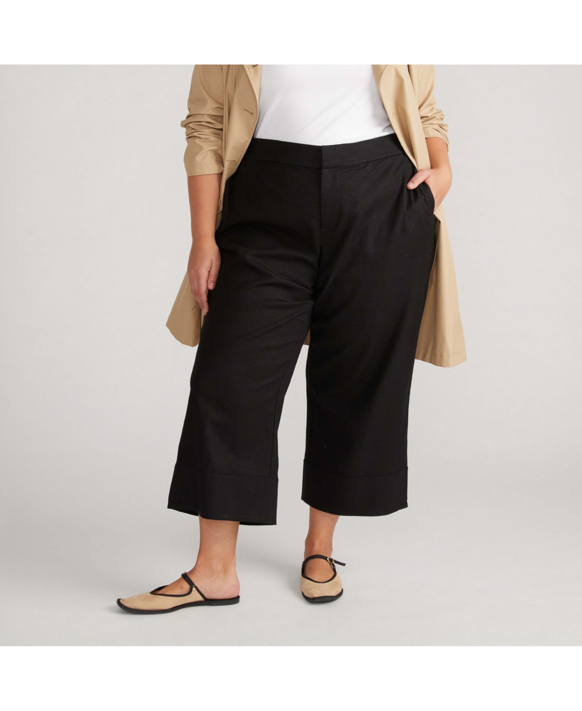 Click here for Universal Standard Plus Size Courtyard Linen Capri... prices