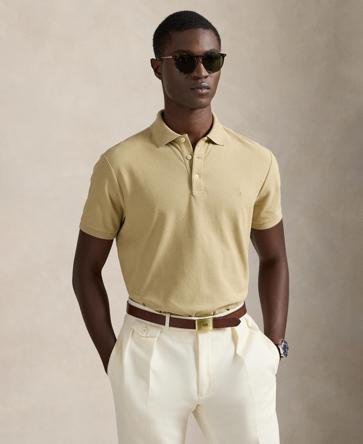 Click here for Polo Ralph Lauren Mens Slim-Fit Honeycomb Mesh Pol... prices