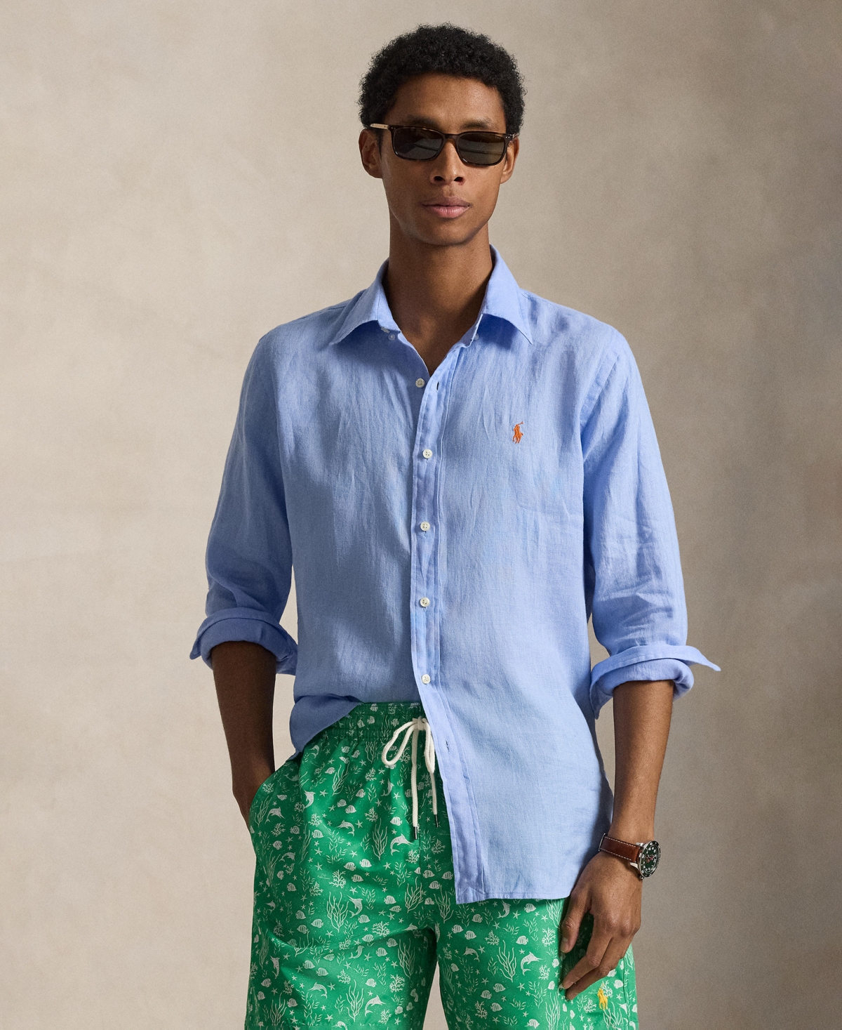 Click here for Polo Ralph Lauren Mens Classic Fit Linen Shirt - A... prices