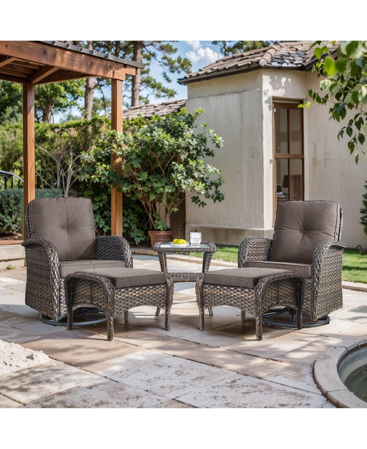 Click here for Gymojoy 5-Piece Brown Wicker Patio Conversation Se... prices