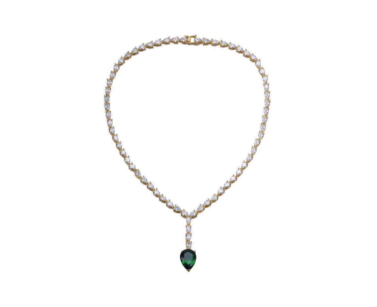 Click here for Genevive Timeless 14K Gold Plated Pear-cut Cubic Z... prices