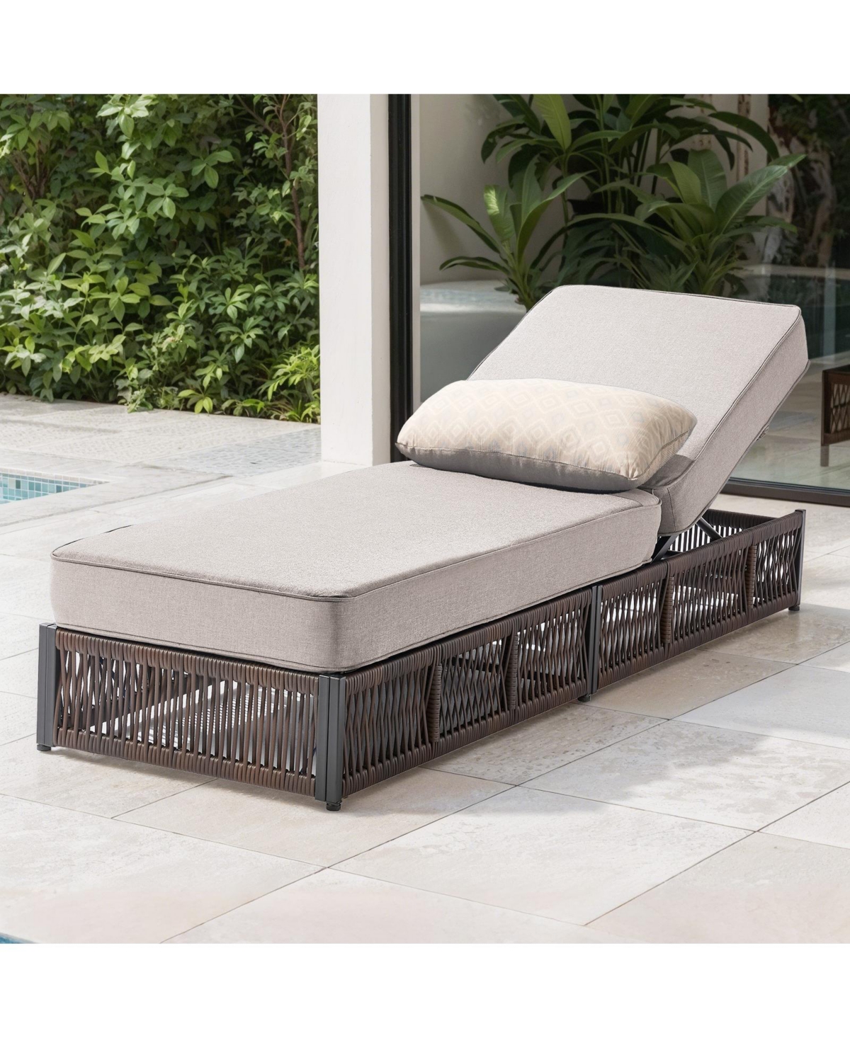 Click here for Gymojoy Brown 1-Piece Wicker Chaise Lounge with 5... prices