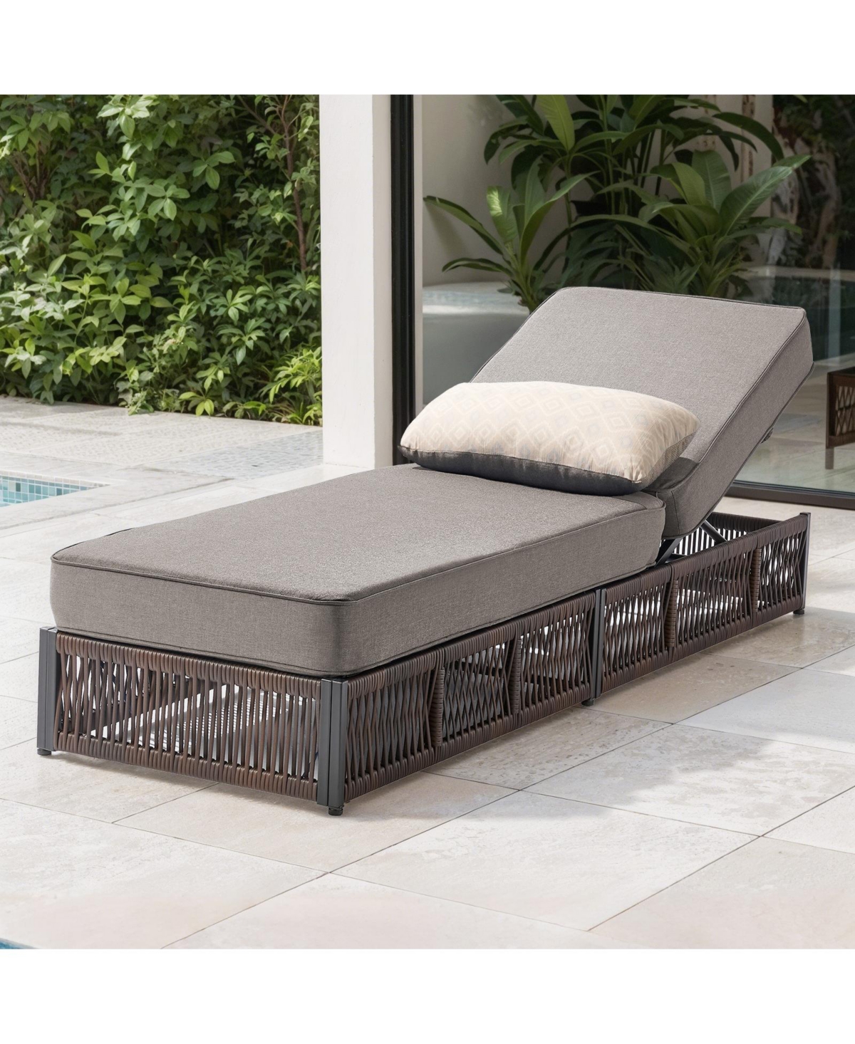 Click here for Gymojoy Brown 1-Piece Wicker Chaise Lounge with 5... prices