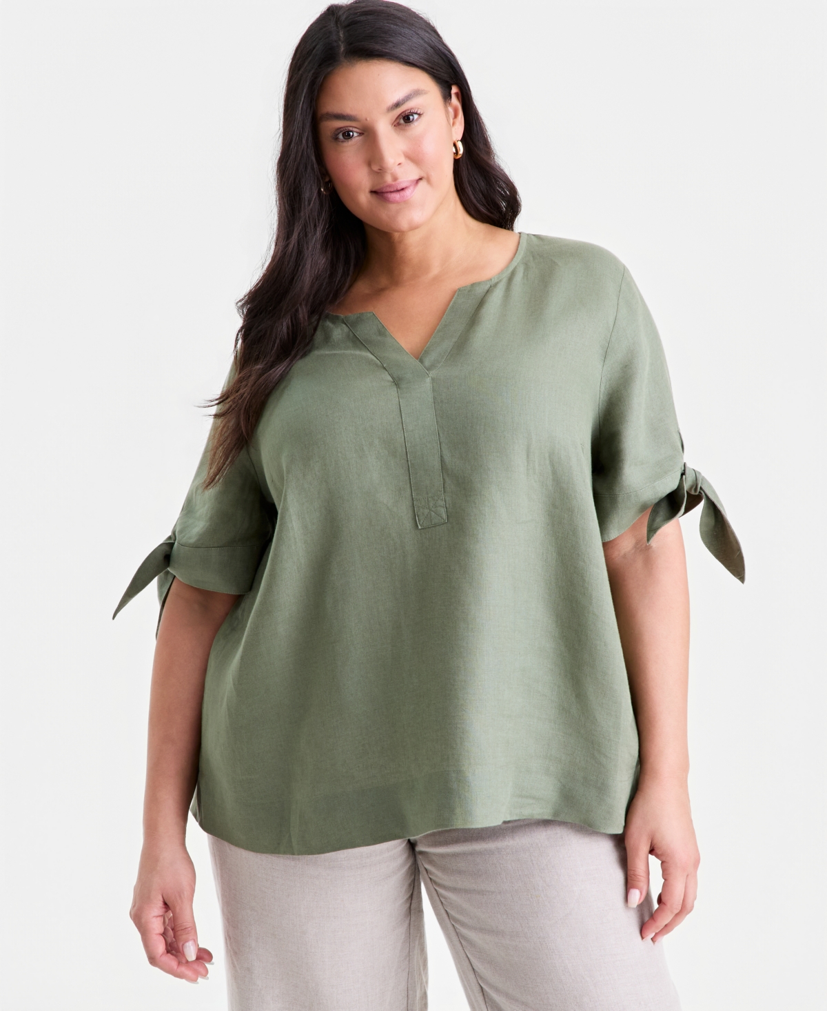 Click here for Charter Club Plus Size Tie Sleeve Top  Created for... prices