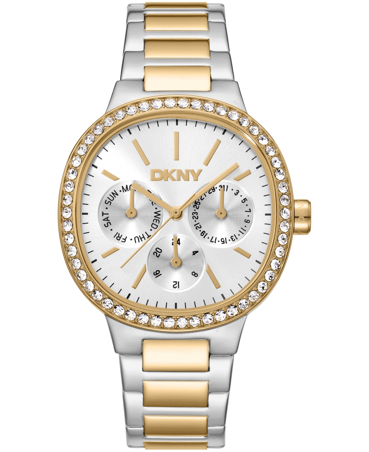 Click here for Dkny Womens Silver Dial Crystal Bezel Two-Tone Gol... prices