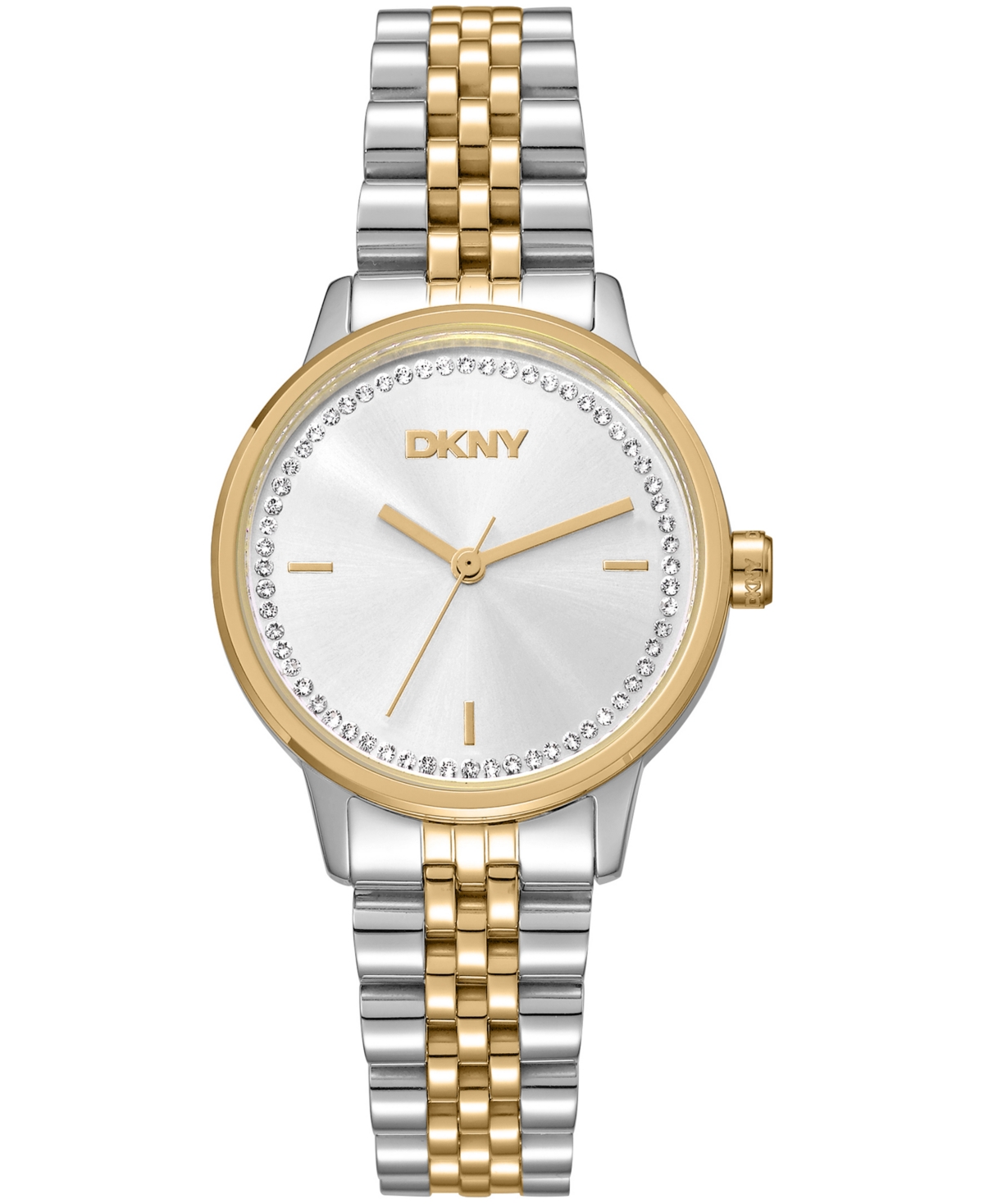 Click here for Dkny Womens Silver Crystal Accented Dial Two-Tone... prices