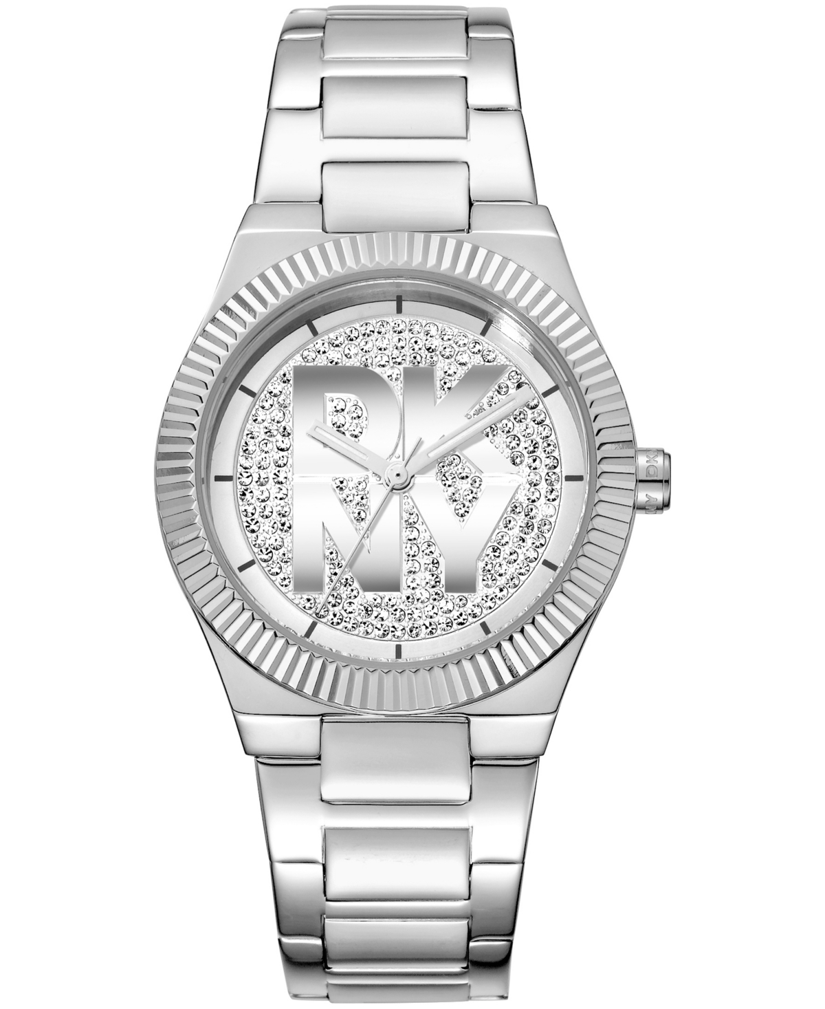 Click here for Dkny Womens Jewel-Encrusted Dial Stainless Steel B... prices