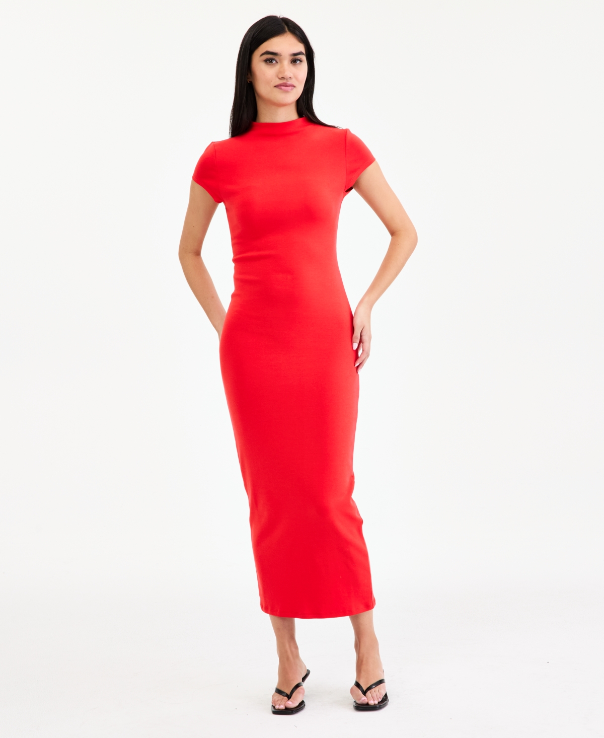 Click here for Bar Iii Womens Cap-Sleeve Mock-Neck Midi Dress  Ex... prices