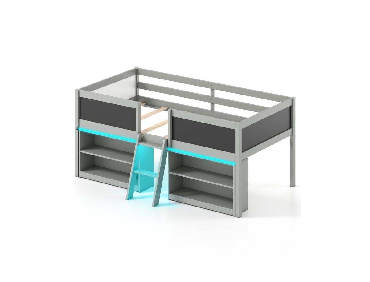 Click here for Slickblue Kids Low Loft Bed with Bookcases and Led... prices