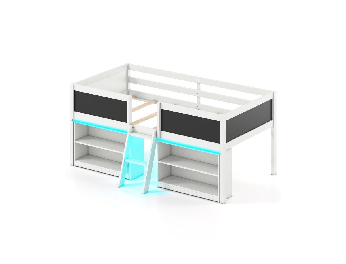 Click here for Slickblue Kids Low Loft Bed with Bookcases and Led... prices