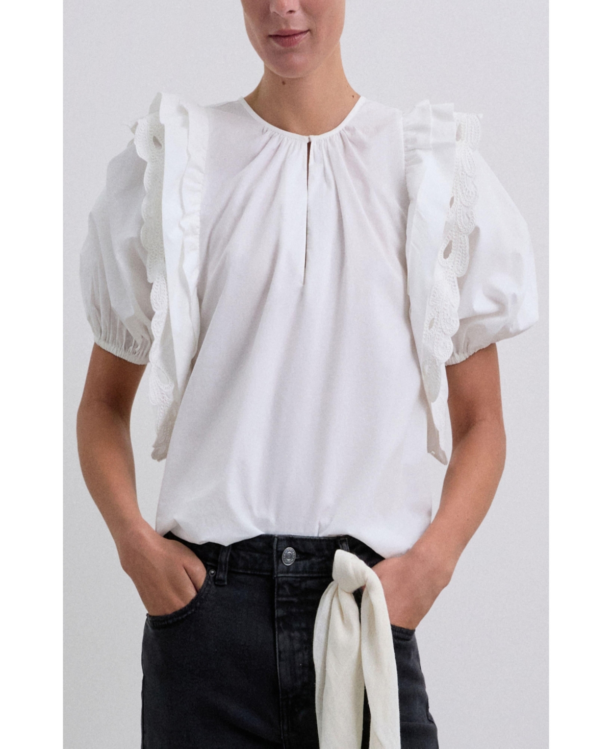 Click here for Scalpers Womens Poplin Puff Top - Offwhite prices