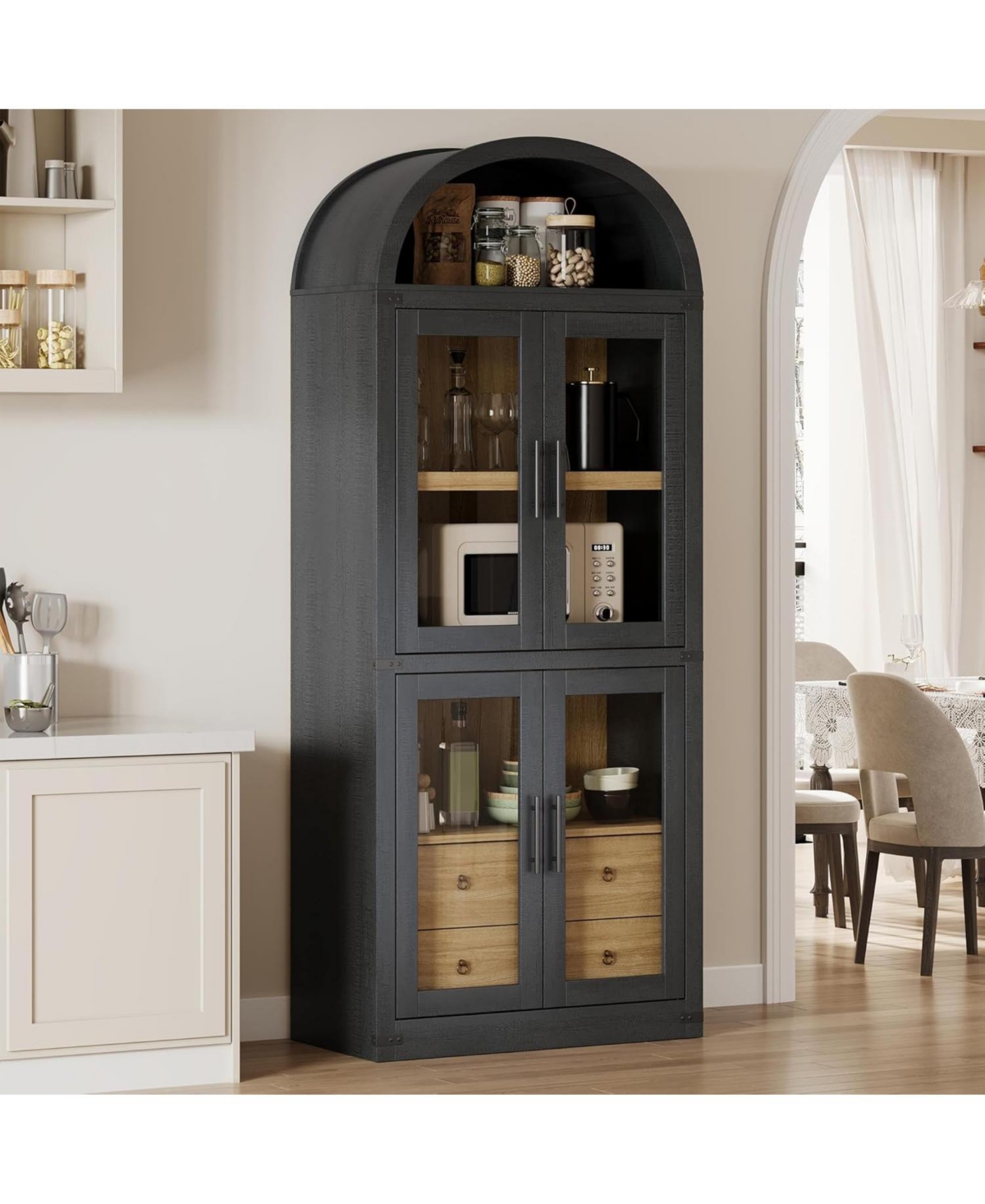 Click here for gaomon Arched Pantry Cabinet with Doors  71.4"... prices
