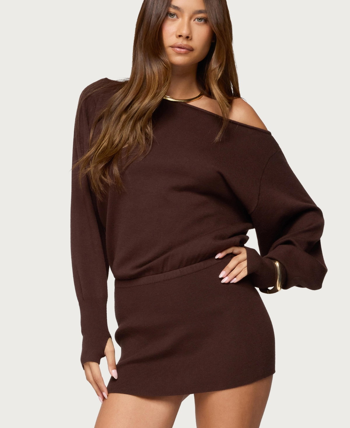 Click here for Edikted Womens Eve Off Shoulder Knit Mini Dress -... prices