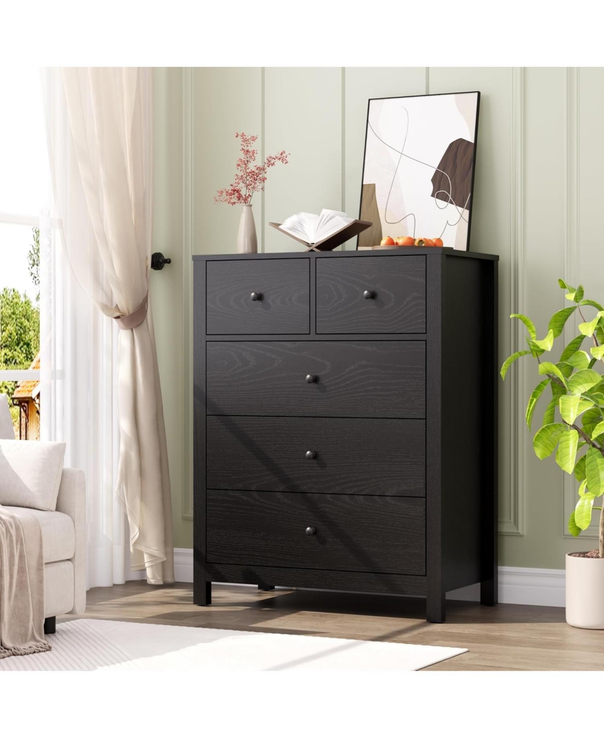 Click here for gaomon Black 5 Drawer Dresser for Bedroom  Modern... prices