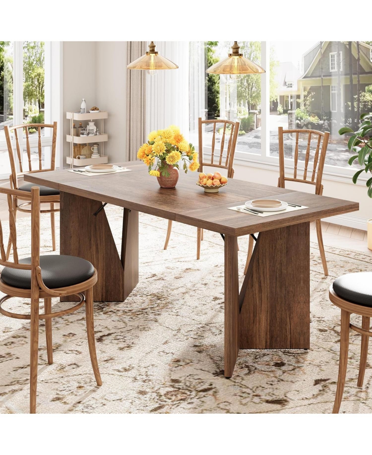 Click here for gaomon Senfot Rectangular Dining Table for 6  Long... prices