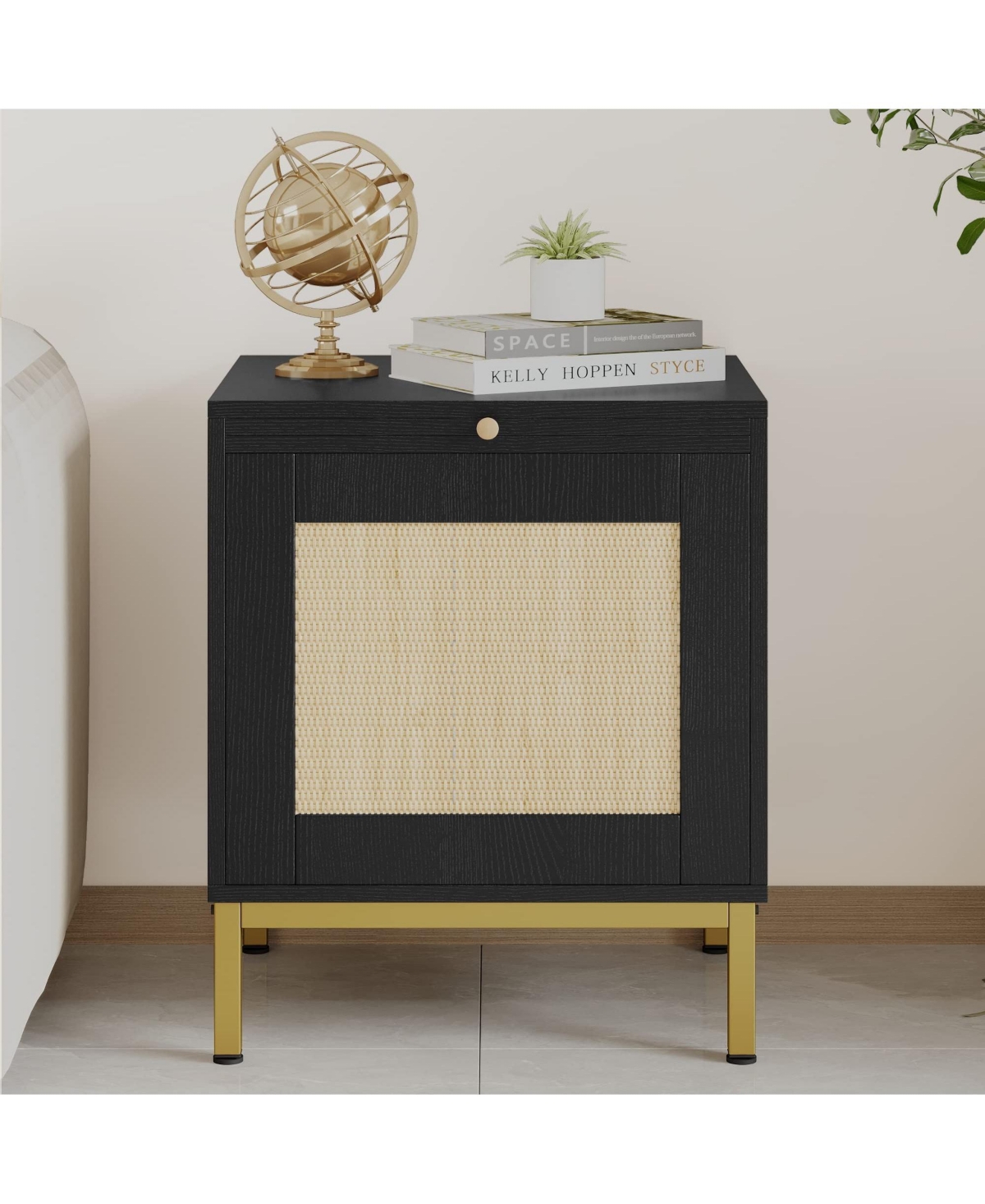 Click here for gaomon Rattan End Table  Wood Nightstand with Tray... prices
