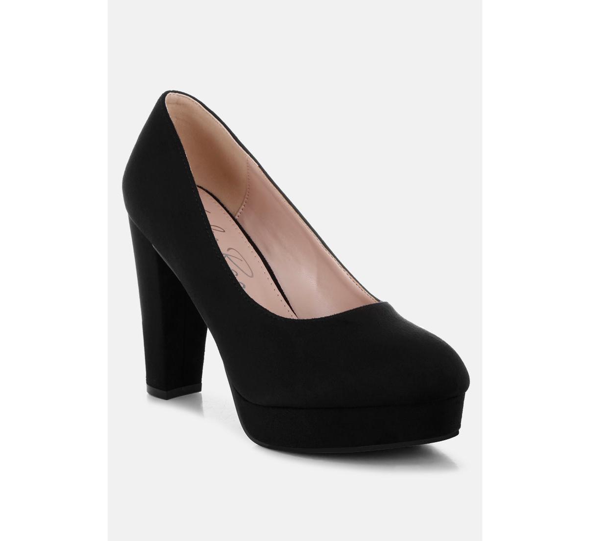 Click here for London Rag Womens Olanta Block Heel Pumps - Black prices